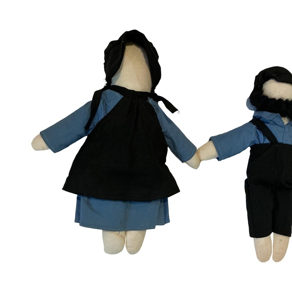 Other | Vintage 11 Inch Amish Rag Dolls Pair Faceless Handmade Folk Art ...